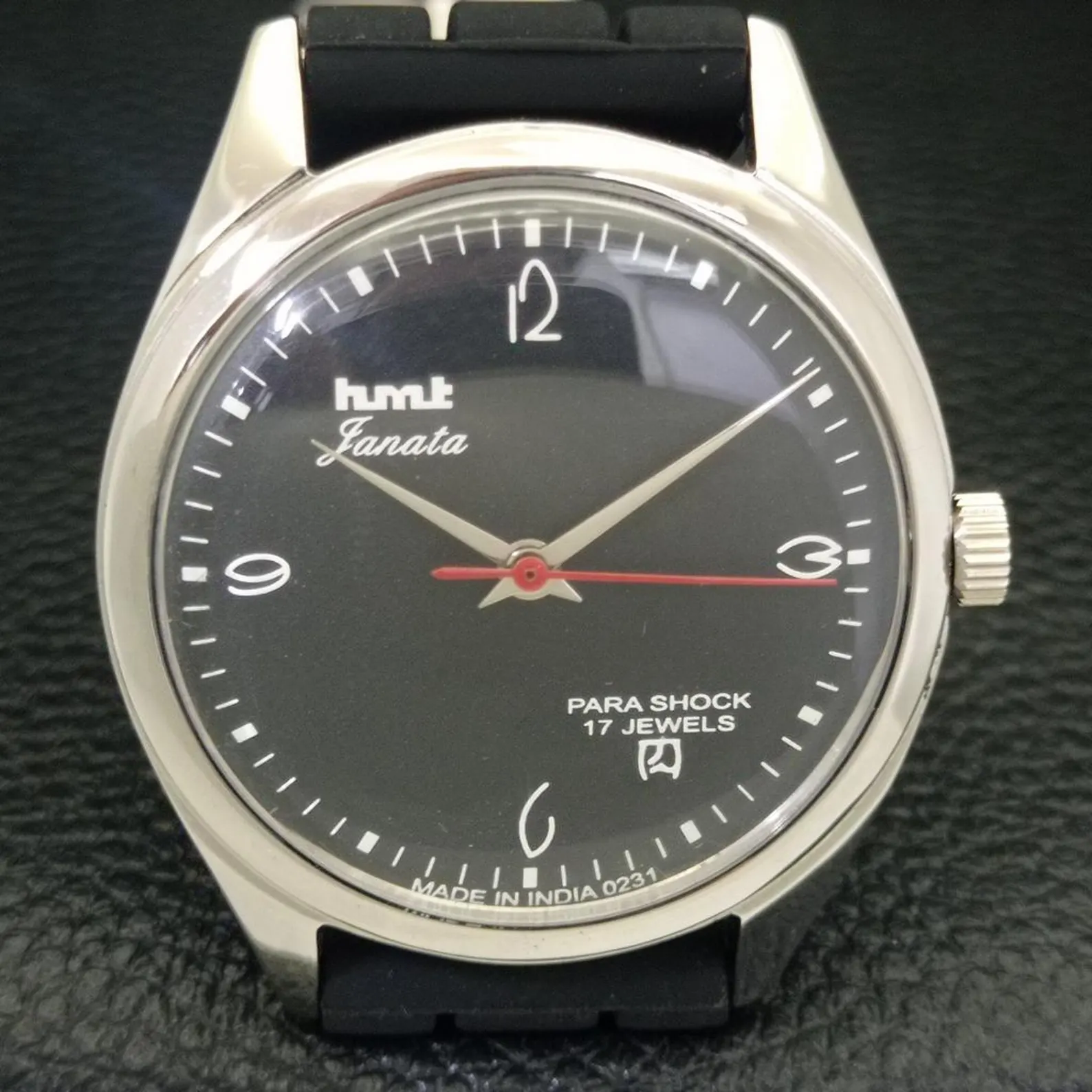 Vintage Hmt Janata Hand-Winding Indian Mens Black Color Dial Watch ...
